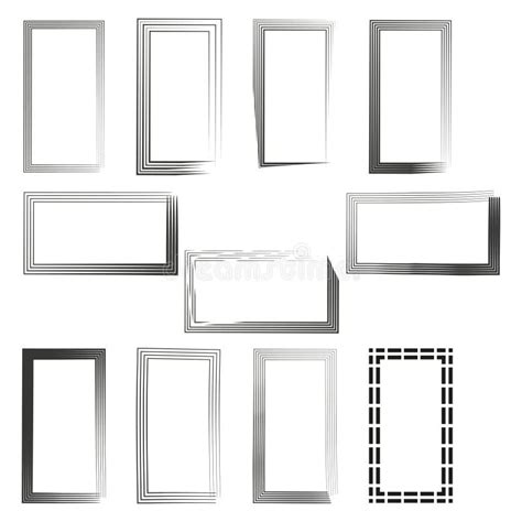 Frame Borders Set Abstract Line Patterns Geometric Design Vector Illustration Stock Vector