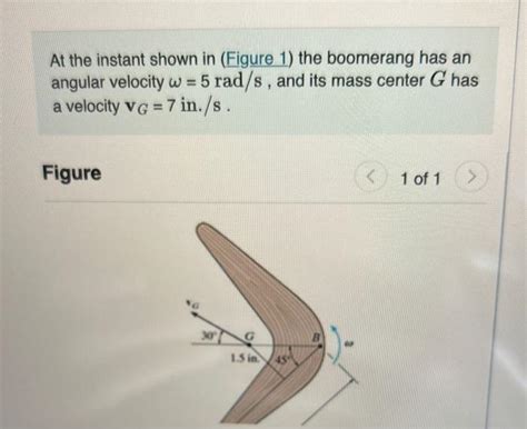 Solved At The Instant Shown In Figure 1 The Boomerang Has