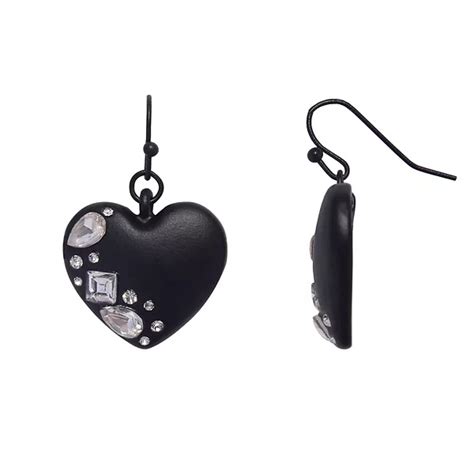 Emberly Black Heart Crystal Drop Earrings