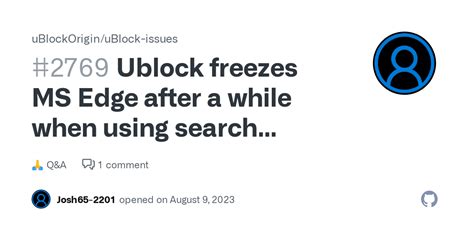 Ublock Freezes MS Edge After A While When Using Search Engines