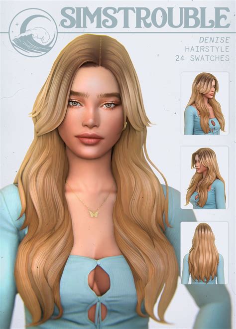Denise Hairstyle 2 Versions By Simstrouble Simstrouble In 2024