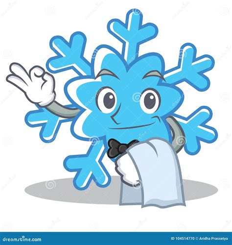 Waiter Snowflake Character Cartoon Style Stock Vector Illustration Of