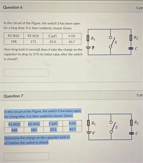 Solved In The Circuit Of The Figure The Switch S Has Been