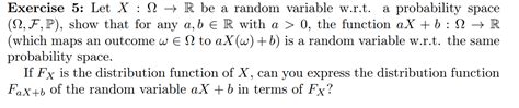 solved exercise 5 let x Ω→r be a random variable w r t a