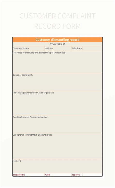 Customer Complaint Record Form Excel Template And Google Sheets File For Free Download - Slidesdocs