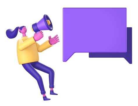 3d character with loudspeaker and chat or speech bubble for ui ux web
