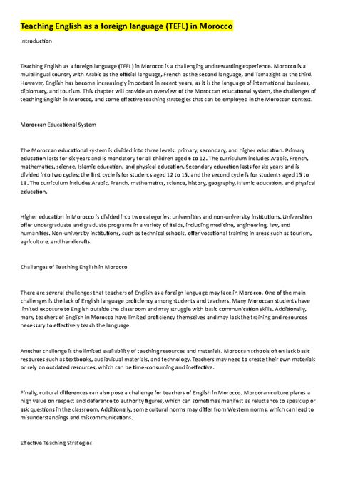 Teaching English As A Foreign Language Tefl In Morocco Teaching English As A Foreign