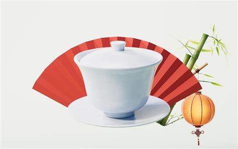 Chinese Style Teapot And Teacup 3d Rendering Premium Ai Generated Image