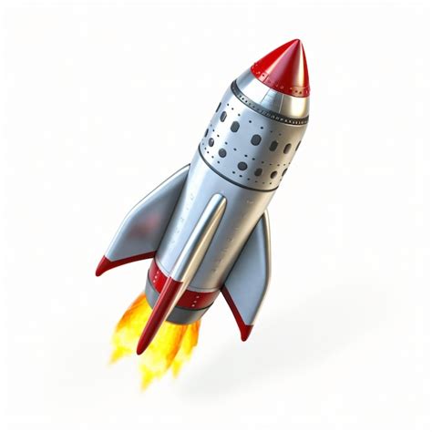 Premium Ai Image Retro Space Flying Rocket On A White Background