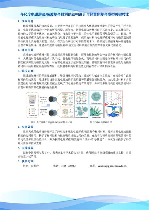 科研成果 多尺度电磁屏蔽 吸波复合材料的结构调计与轻量化复合成型关键技术 纺织科学与工程学院2024