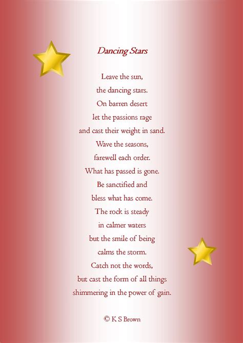 Poem Dancing Stars Kelvin Brown