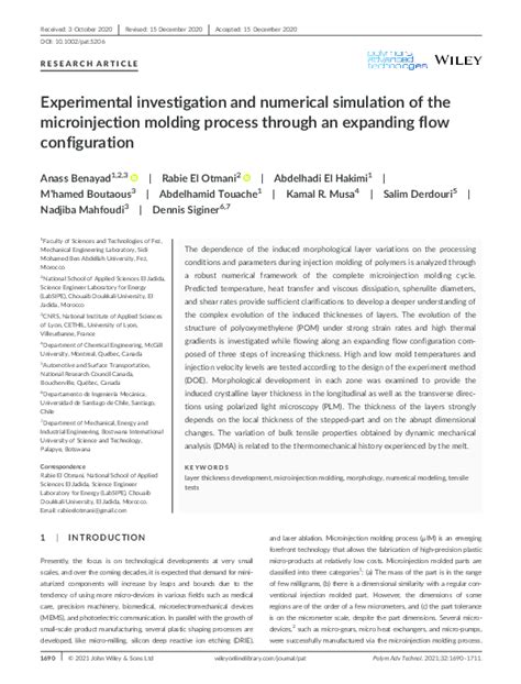 Pdf Experimental Investigation And Numerical Simulation Of The
