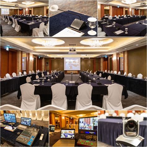 롯데호텔에서 진행되는 줌화상회의 회의용마이크 음향장비 웹캠카메라 화자위치추적시스템 영상스위처 노트북 임차 임대 렌탈 대여