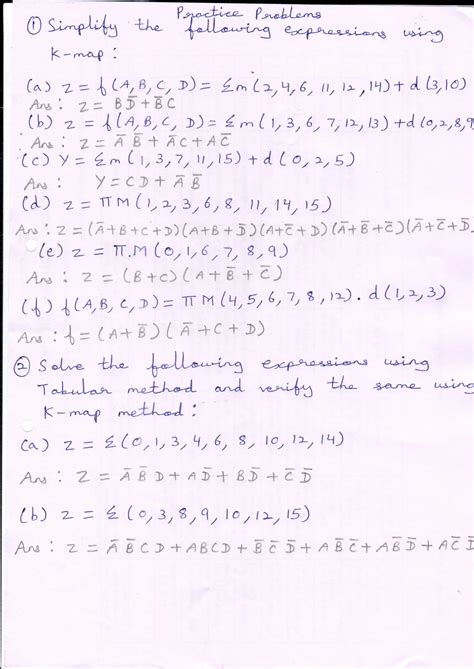 Practice Problems For K Map Tabular Methodpdf