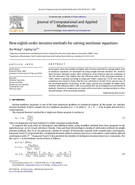 Pdf New Eighth Order Iterative Methods For Solving Nonlinear Equations