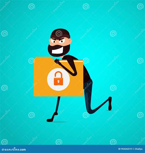 Thief Hacker Stealing Confidential Data Document Folder From Computer