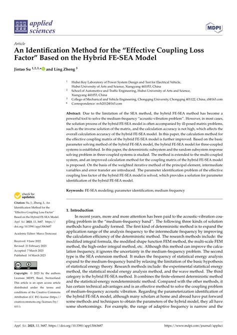 Pdf An Identification Method For The “effective Coupling Loss Factor
