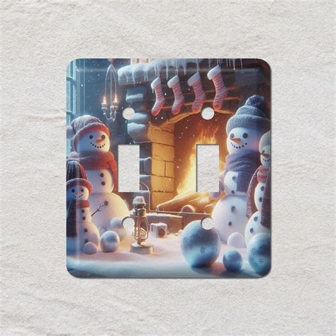Christmas Snowmen Fireplace Snowman Metal Light Switch Cover Oversized