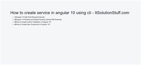 How To Create Service In Angular 10 ItSolutionstuff Com