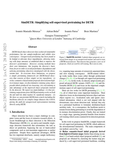 Simdetr Simplifying Self Supervised Pretraining For Detr Pdf