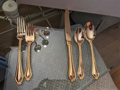 Flatware Set Wchest Farberware Vintage Gold Electroplated