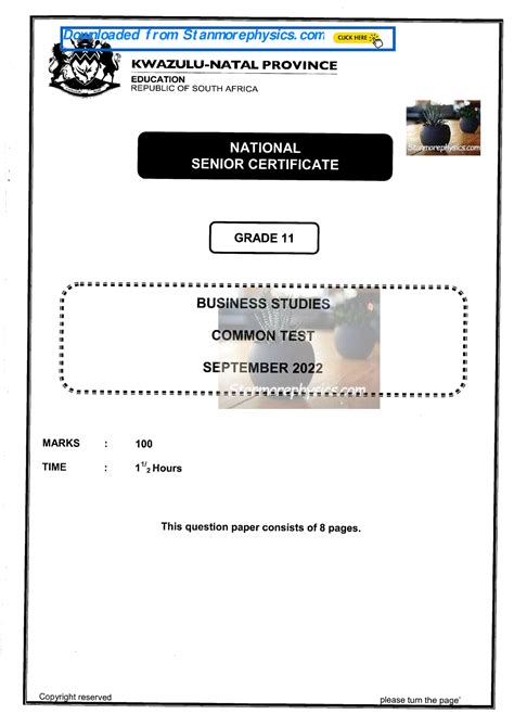 Business Studies Grade 11 Sept 2022 Qp And Memo Downloaded F Rom St