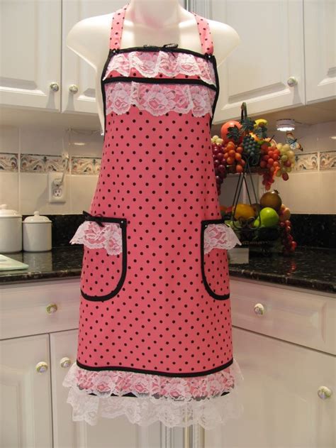 Elegent Designer Apron Full Apron Hot Pink Polka Dot With Etsy