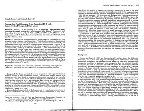 Pdf Compaction Conditions And Scale Dependent Hydraulic Conductivity Of Compacted Clay Liners