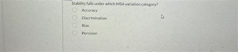 Solved Stability Falls Under Which Msa Variation