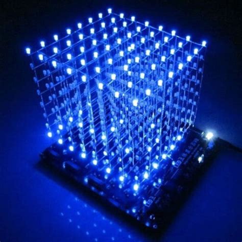 3d Led Cube 8x8x8 Light Items Pcb Board Novelty News Blue Squared Diy