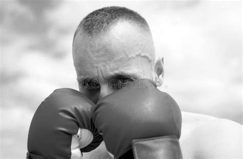 Closeup Portrait Of Boxer Practicing Punches In Boxing Boxer Punching