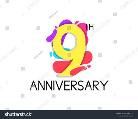 Colorful 9 Year Anniversary Logo Design Stock Vector Royalty Free