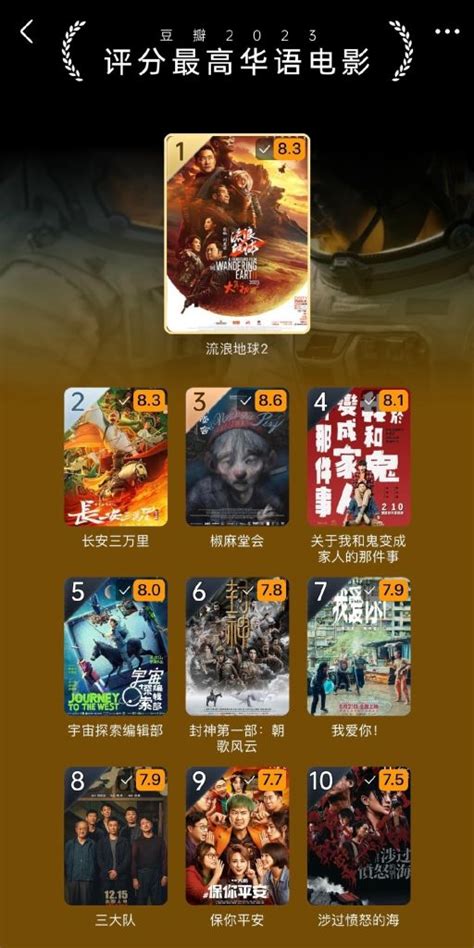 豆瓣2023年度电影榜单已出，大家来评价吧 178
