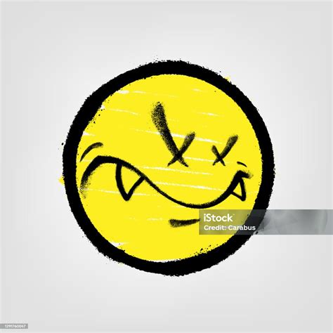 그래피티 이모티콘 웃는 얼굴 페인트 스프레이 페인트 벡터 일러스트레이션 귀여운에 대한 스톡 벡터 아트 및 기타 이미지 귀여운 그래피티 낙서 드로잉 Istock