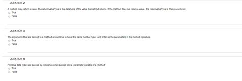 Solved QUESTION A Method May Return A Value The Return Chegg