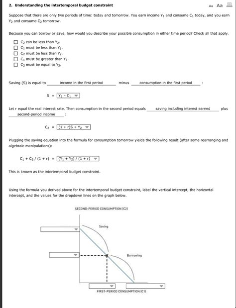 solved 2 understanding the intertemporal budget constraint