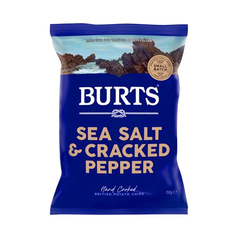 Burts Sea Salt And Cracked Pepper Hand Cooked Potato Chips 150g Amocan