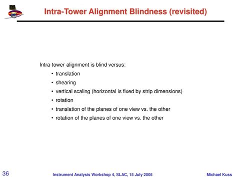 Intra Tower Tracker Alignment Instrument Analysis Workshop 4 Ppt Download