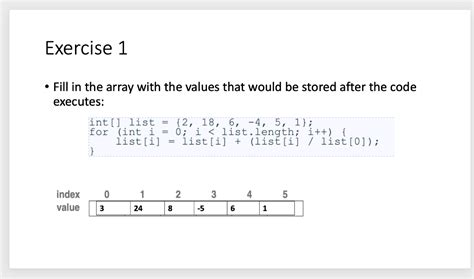 Solved Exercise 1 Fill In The Array With The Values That Chegg Com