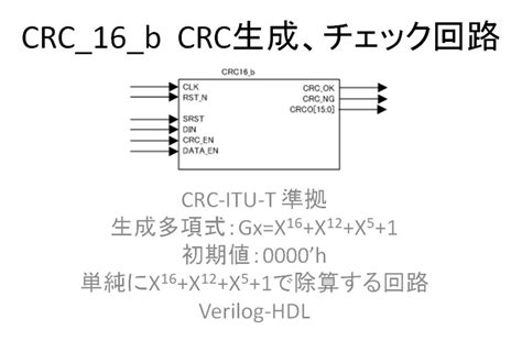 crc 16 b crc生成、チェック回路 verilog hdl mega sys