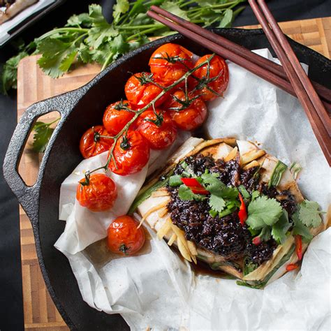 Baked Cod Parcels With Black Bean Sauce Healthy World Cuisine