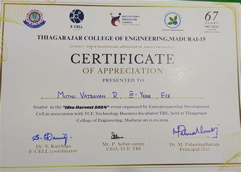 Muthu Vairavan On Linkedin Tce Ideaharvest2024 Ece Eee