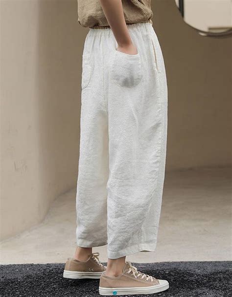 Elastic Waist Summer Loose Linen Pants Linen Pants Style Casual