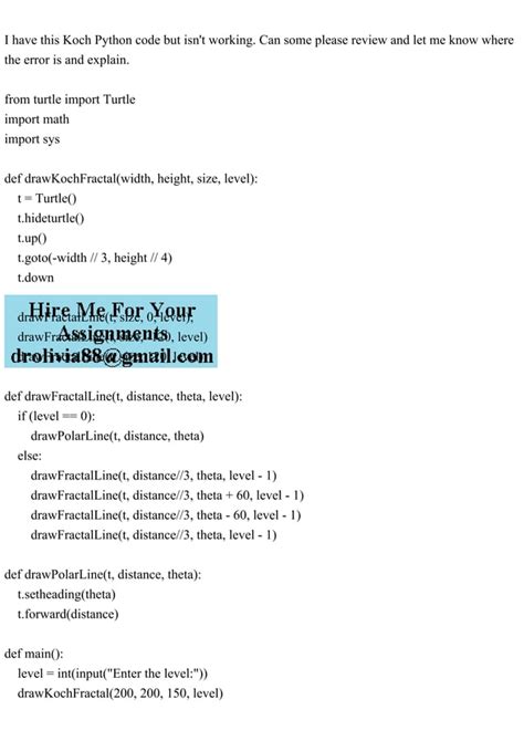 I Have This Koch Python Code But Isnt Working Can Some Please Revipdf