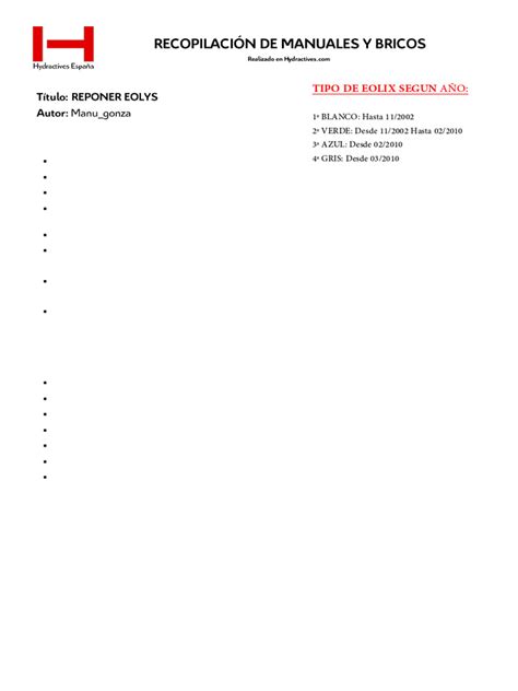 Manuales De Mantenimiento Eolys Pdf