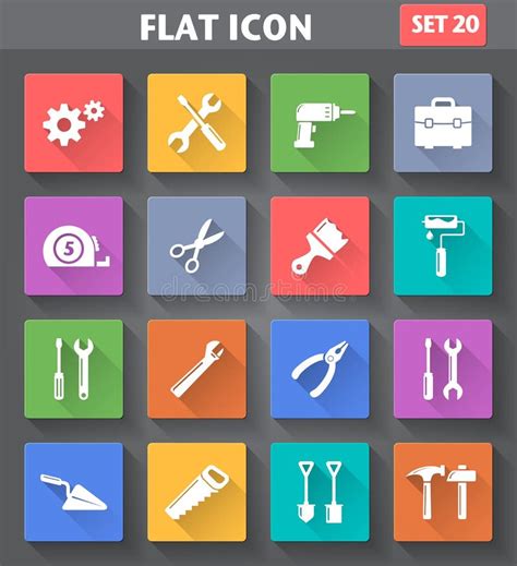 Los Iconos De Las Herramientas Del Uso Del Vector Fijaron En Estilo