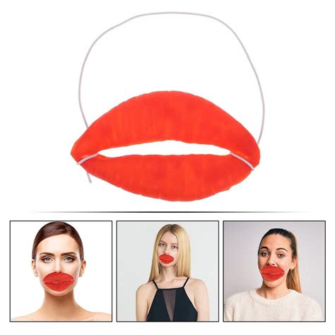 3 Pcs Latex Red Lip Mouth Cosplay Props For Clown Masquerade Carnival