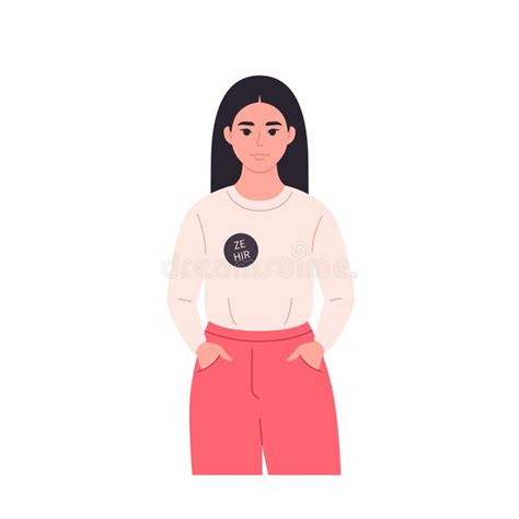 Young Character With Gender Pronouns Pin She He They Non Binary Gender Neutral Movement