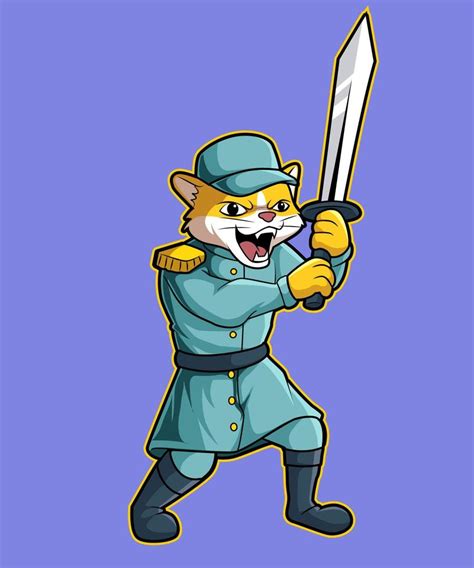 Cat Sword Mascot Cartoon Illustration Vector Art At Vecteezy
