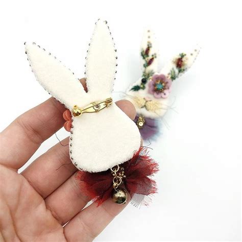 Rabbit Brooch Easter Bunny Pin Rabbit Lover T Rabbit Etsy Bead